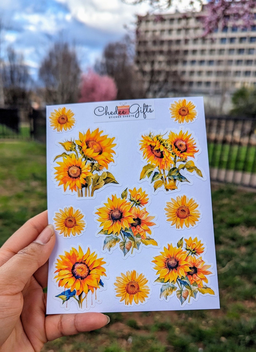 Sunflower Sticker Sheet, Planner Sticker, Journal Stickers, Sunflower ...