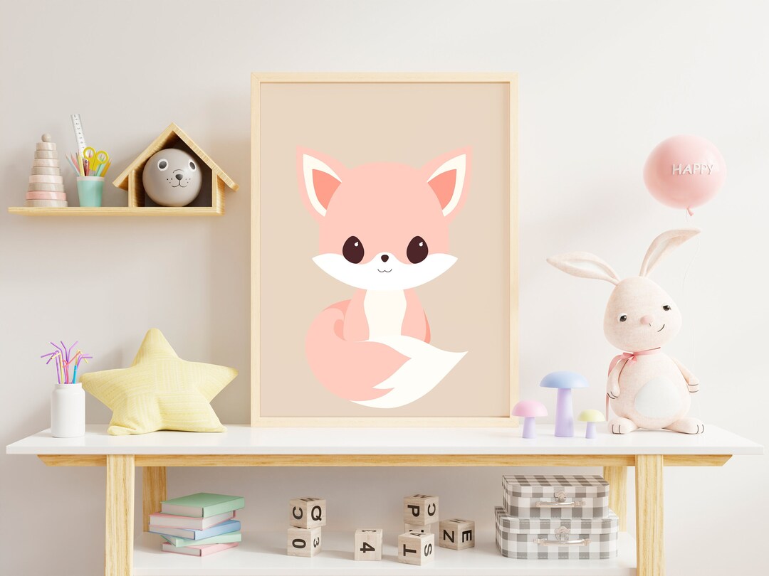Baby Fox Poster, 9 Colors to Choose From, Birth Gift, Children's ...