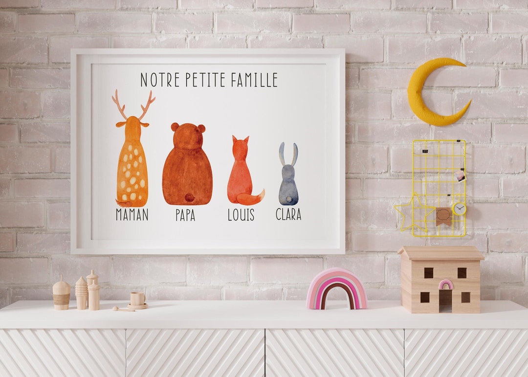 Personalized Family Poster, Children's Room Poster, Animals ...