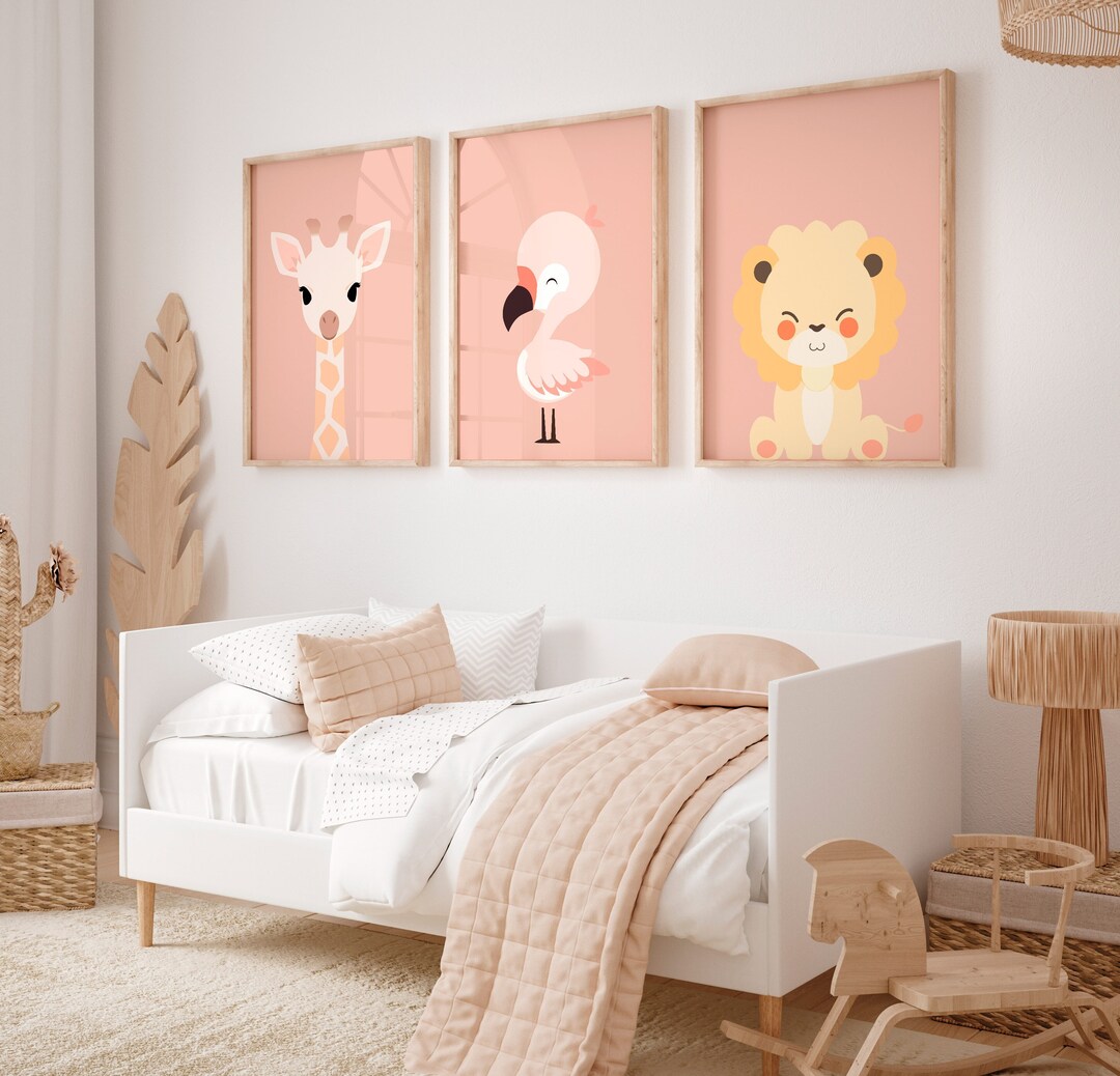 Set of 3 Baby Animal Posters, 9 Colors to Choose From, Birth Gift ...