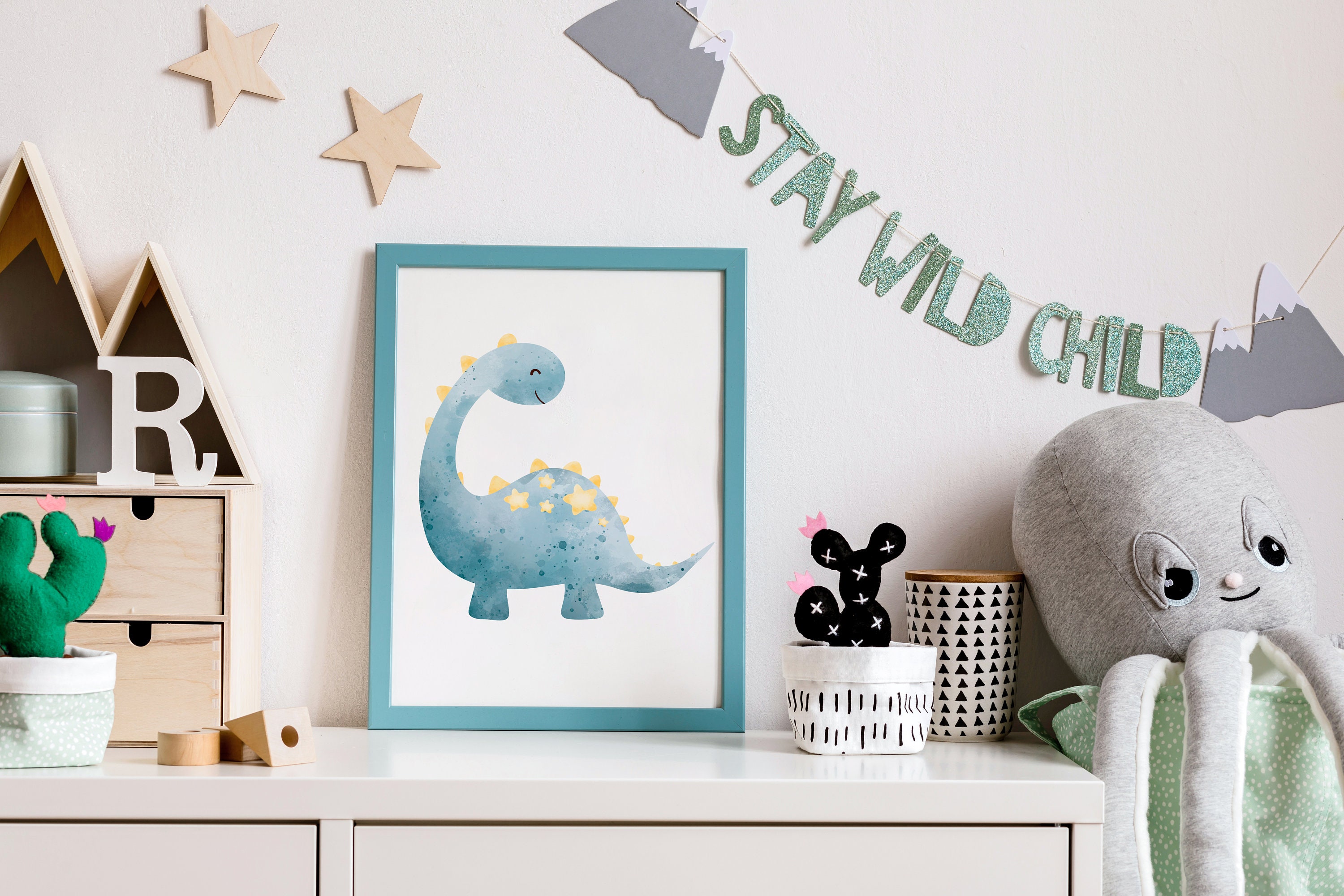 Watercolor Dinosaur Print Poster for Children's Room, Gift Idea for ...