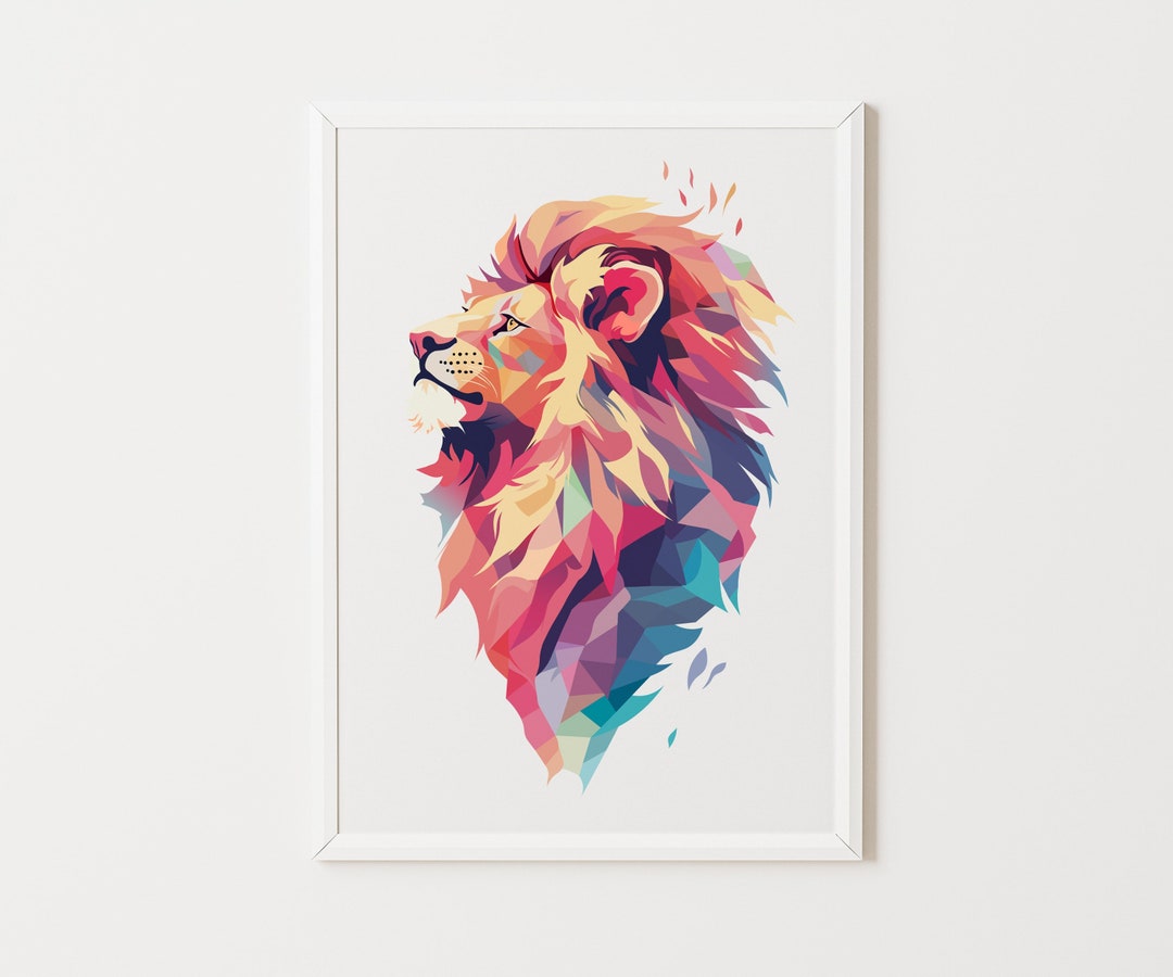 Polygonal Lion Child Poster, Room Decoration, Birth Gift, Minimalist ...