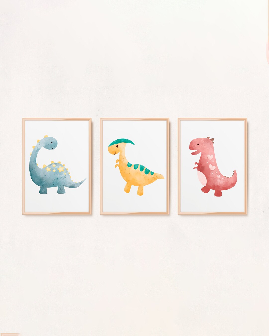 Set of 3 Dinosaur Posters, Diplodocus, Tirex, Child's Room Decoration ...