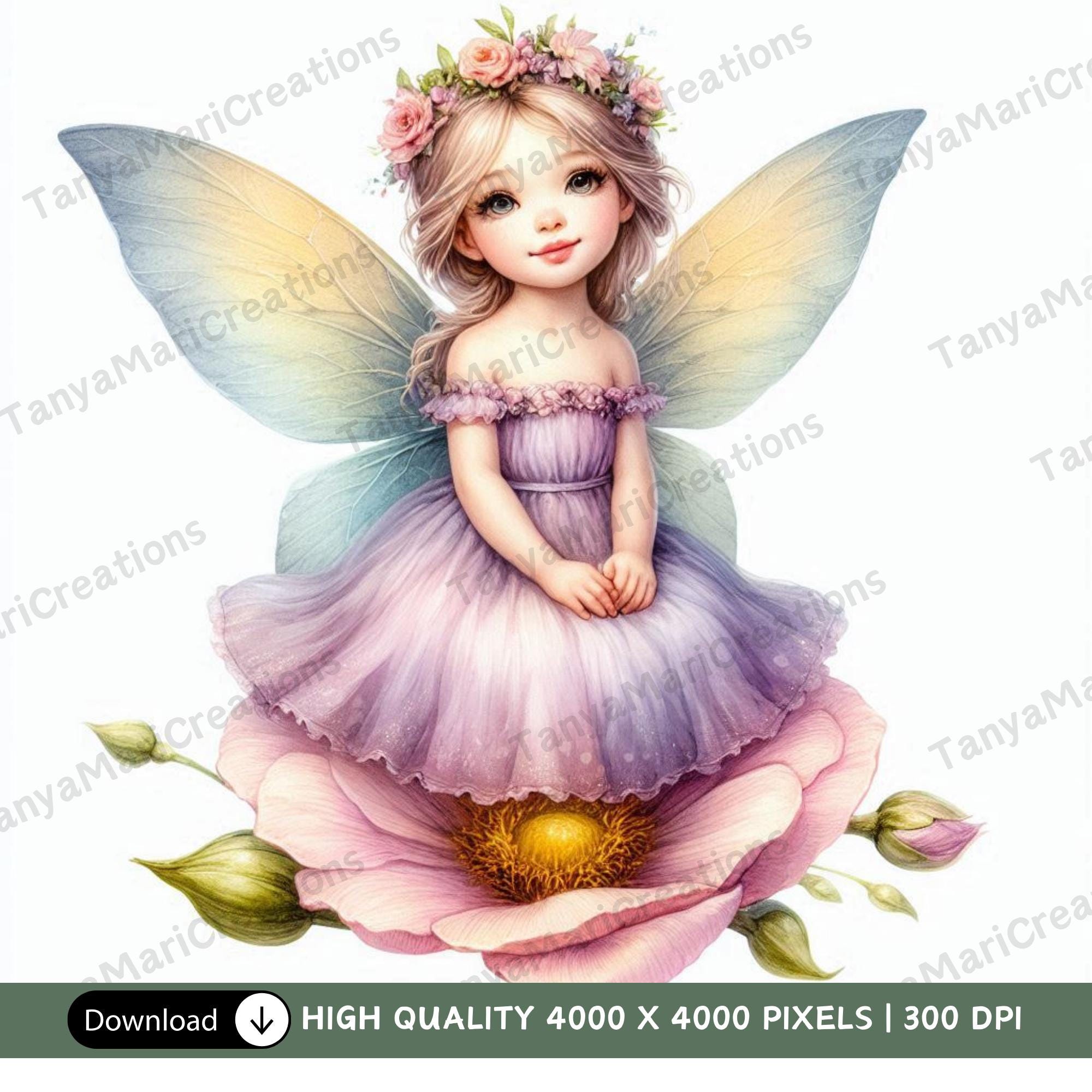 Cute Fairy Clipart, Lavender Watercolor Pastel Style, Downloadable and ...