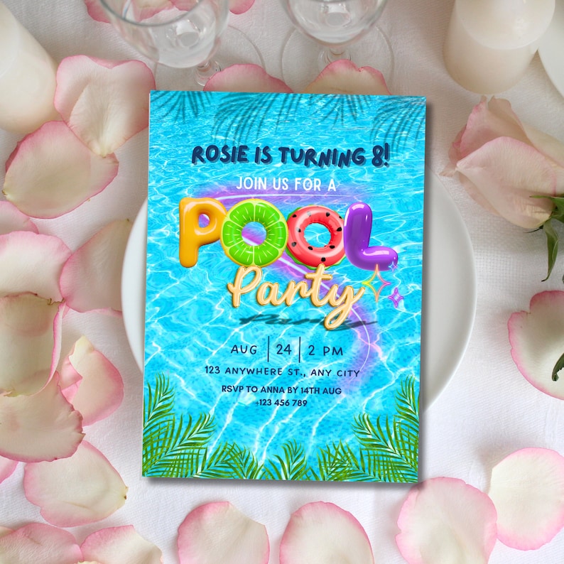 Editable Pool Party Invitation, Pool Party Invitation, Pool Party ...