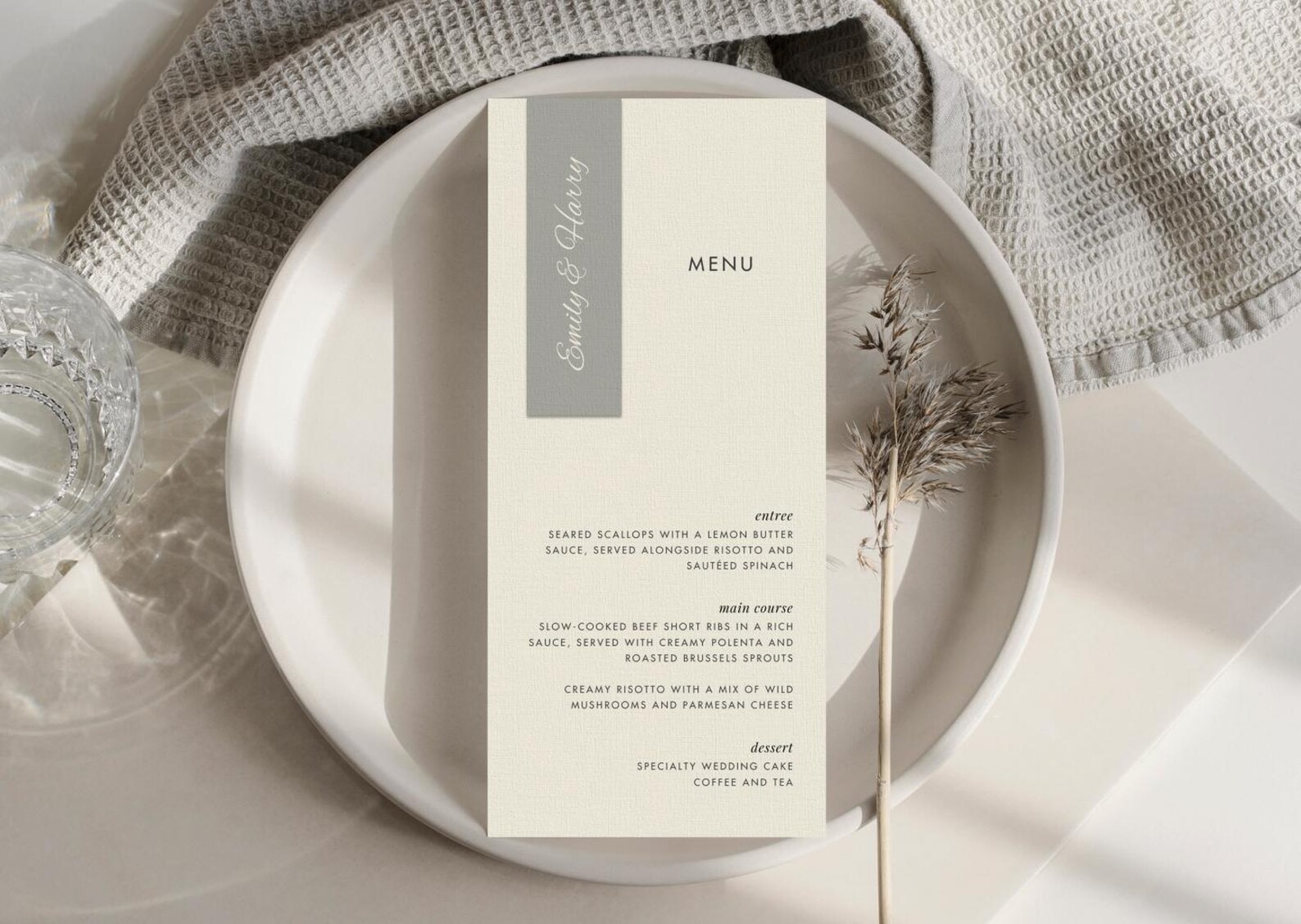 Wedding Menu Template Minimal Menu Template Canva Printable Menu ...