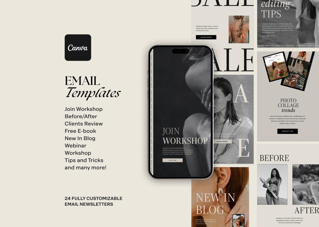 Photography Email Template for Canva | Neutral Email Templates | Email ...