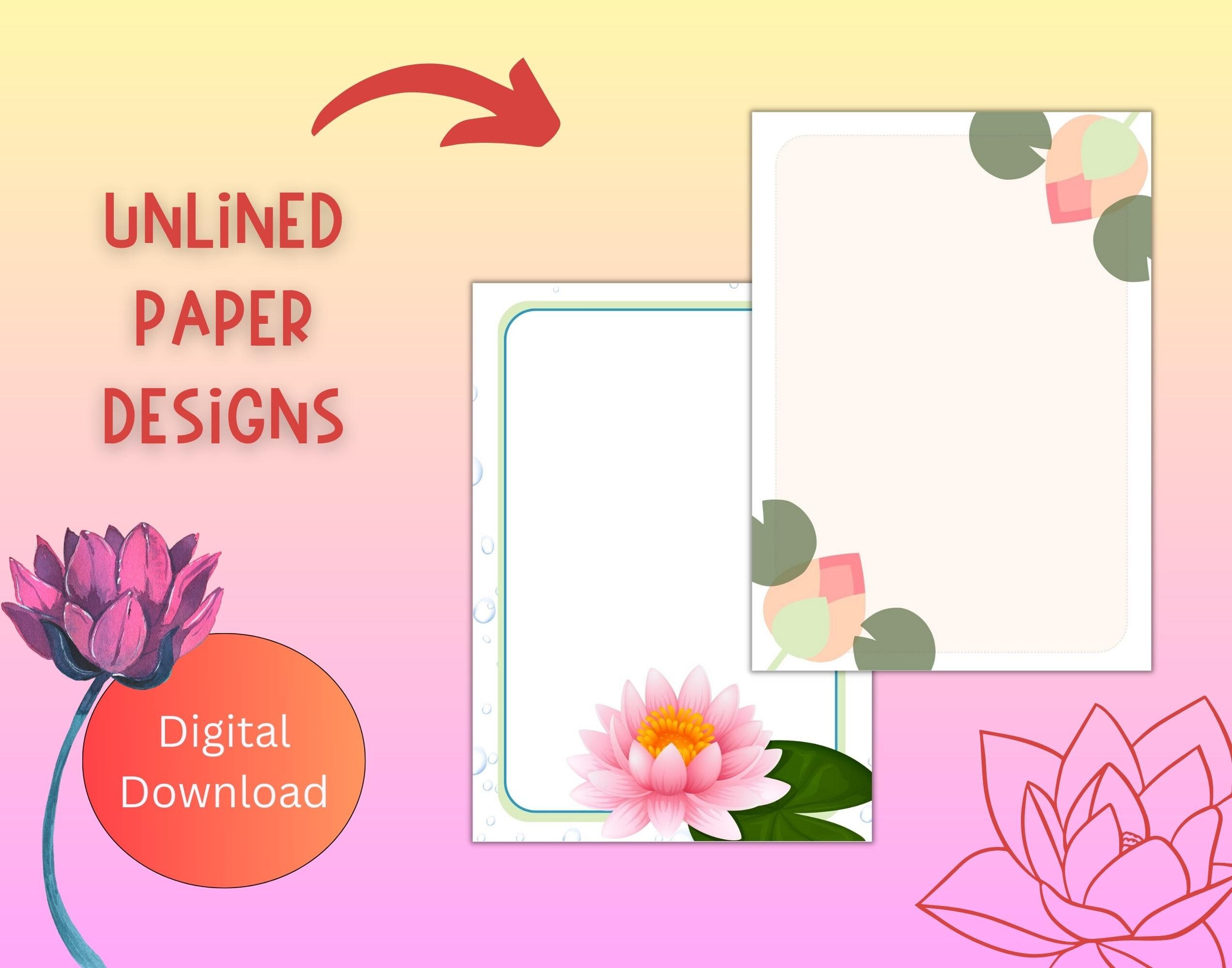 July Notepads, Birth Month Flower Notepads, Water Lily Design Notepads ...