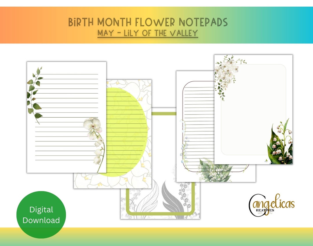 May Notepads, Birth Month Flower Notepads, Floral Notepads, Lily of the ...