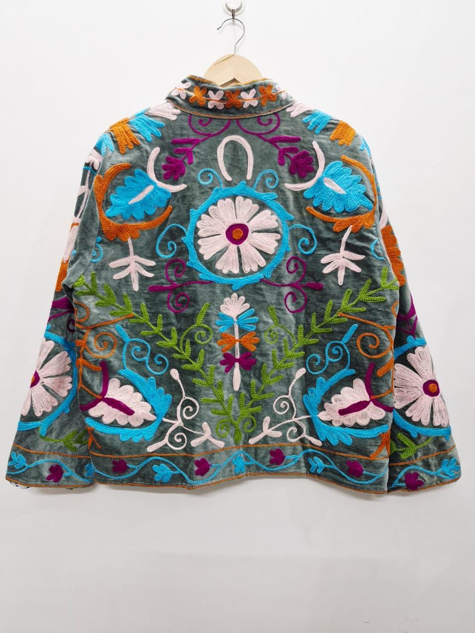 Grey Color Jacket Unique Handmade Suzani Floral Jacket | Unisex ...