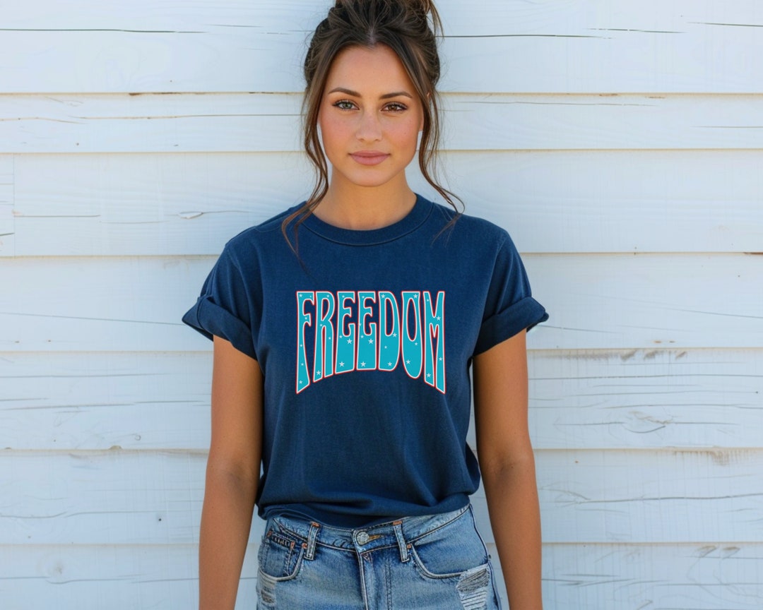 Freedom Tee Shirt: American Flag Graphic, Crewneck Cotton Top - Etsy