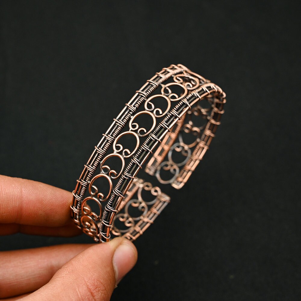 Copper Wire Wrap Cuff Bracelet Copper Wire Wrapped Adjustable Cuff Bangle Copper Wire Jewelry ...