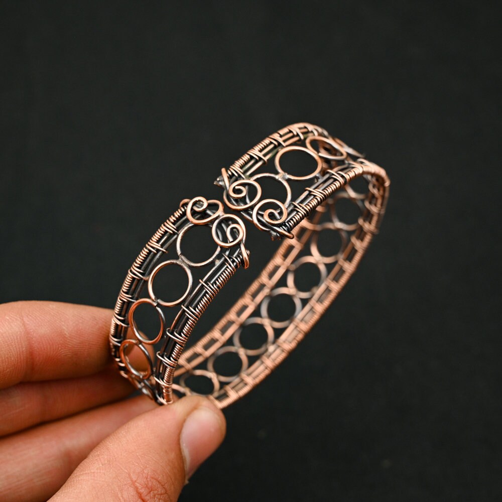 Copper Wire Wrap Cuff Bracelet Copper Wire Wrapped Adjustable Cuff ...