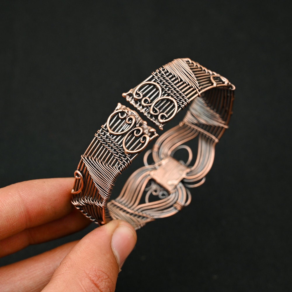 Copper Wire Wrap Cuff Bracelet Copper Wire Wrapped Adjustable Cuff ...