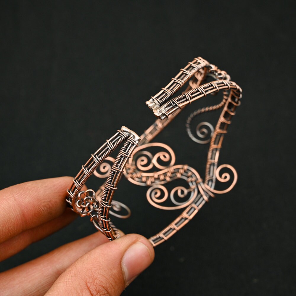 Copper Wire Wrap Cuff Bracelet Copper Wire Wrapped Adjustable Cuff ...