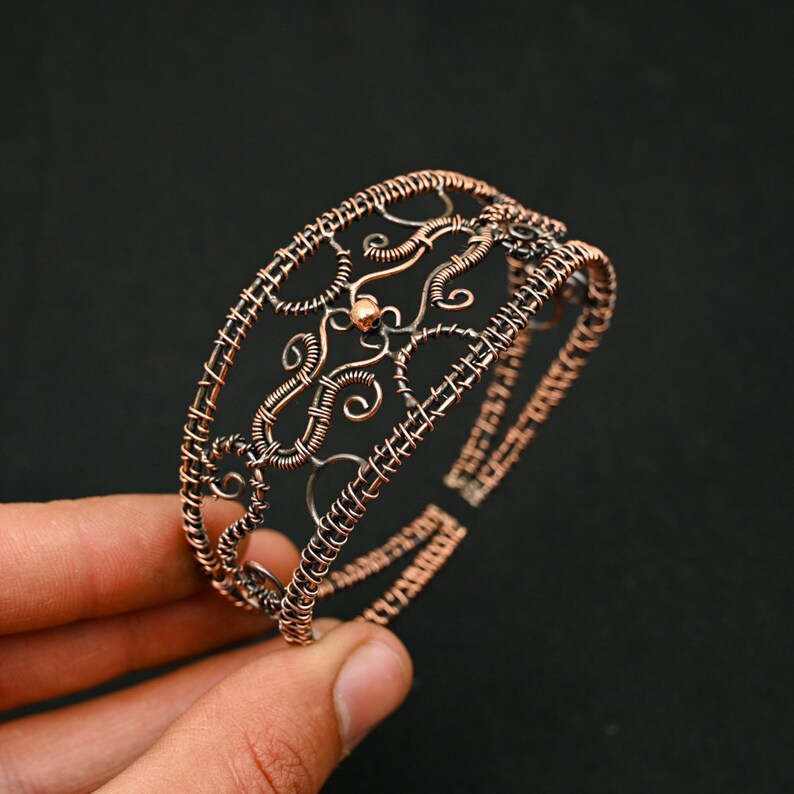 Copper Wire Wrap Cuff Bracelet Copper Wire Wrapped Adjustable Cuff Bangle Copper Wire Jewelry ...
