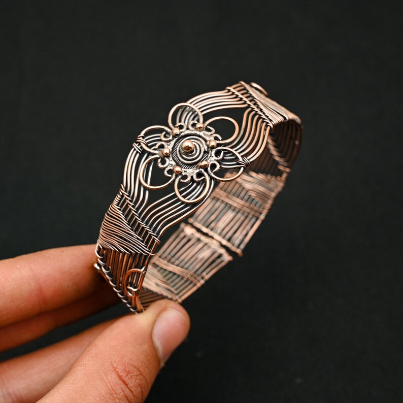Copper Wire Wrap Cuff Bracelet Copper Wire Wrapped Adjustable Cuff ...