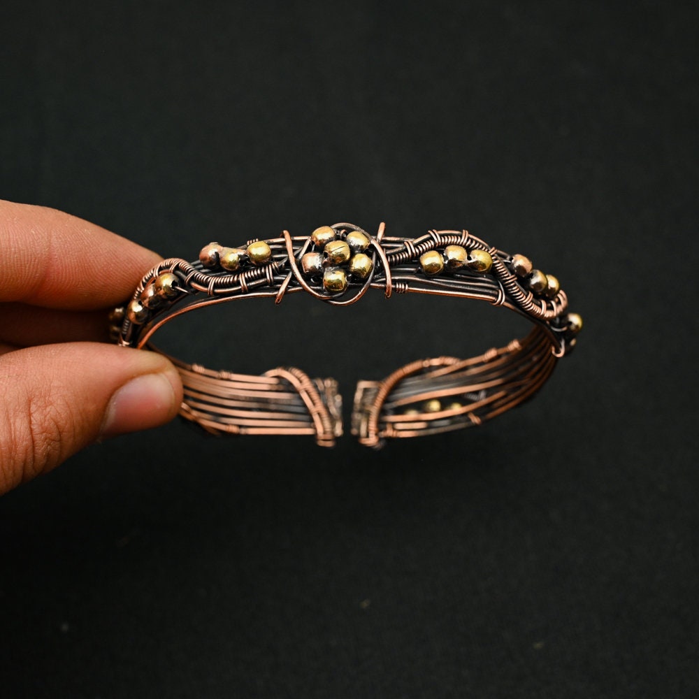 Copper Wire Wrap Cuff Bracelet Copper Wire Wrapped Adjustable Cuff ...