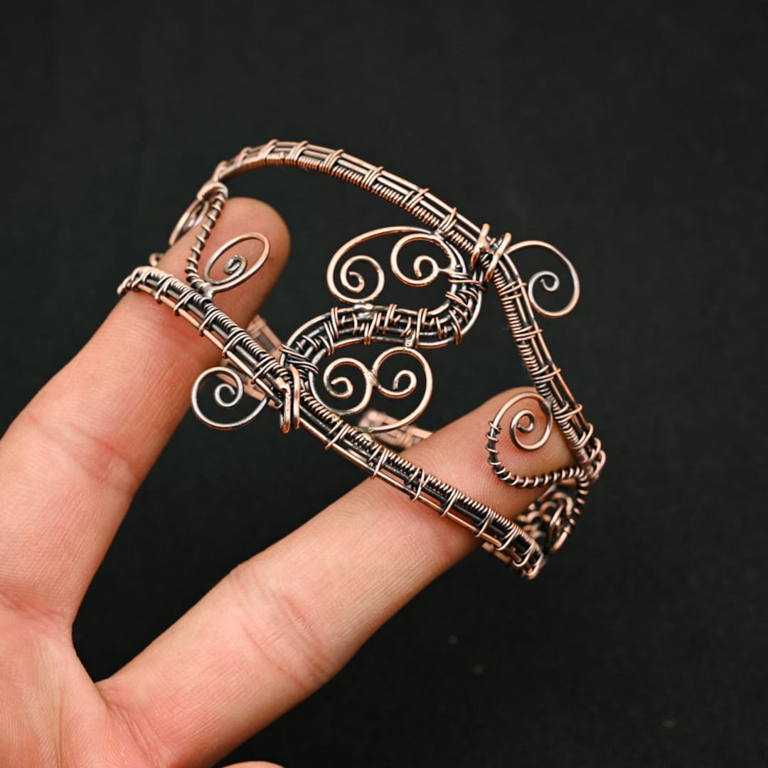 Copper Wire Wrap Cuff Bracelet Copper Wire Wrapped Adjustable Cuff ...