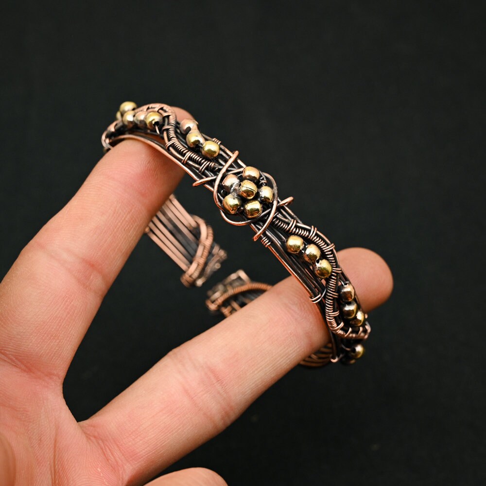 Copper Wire Wrap Cuff Bracelet Copper Wire Wrapped Adjustable Cuff ...
