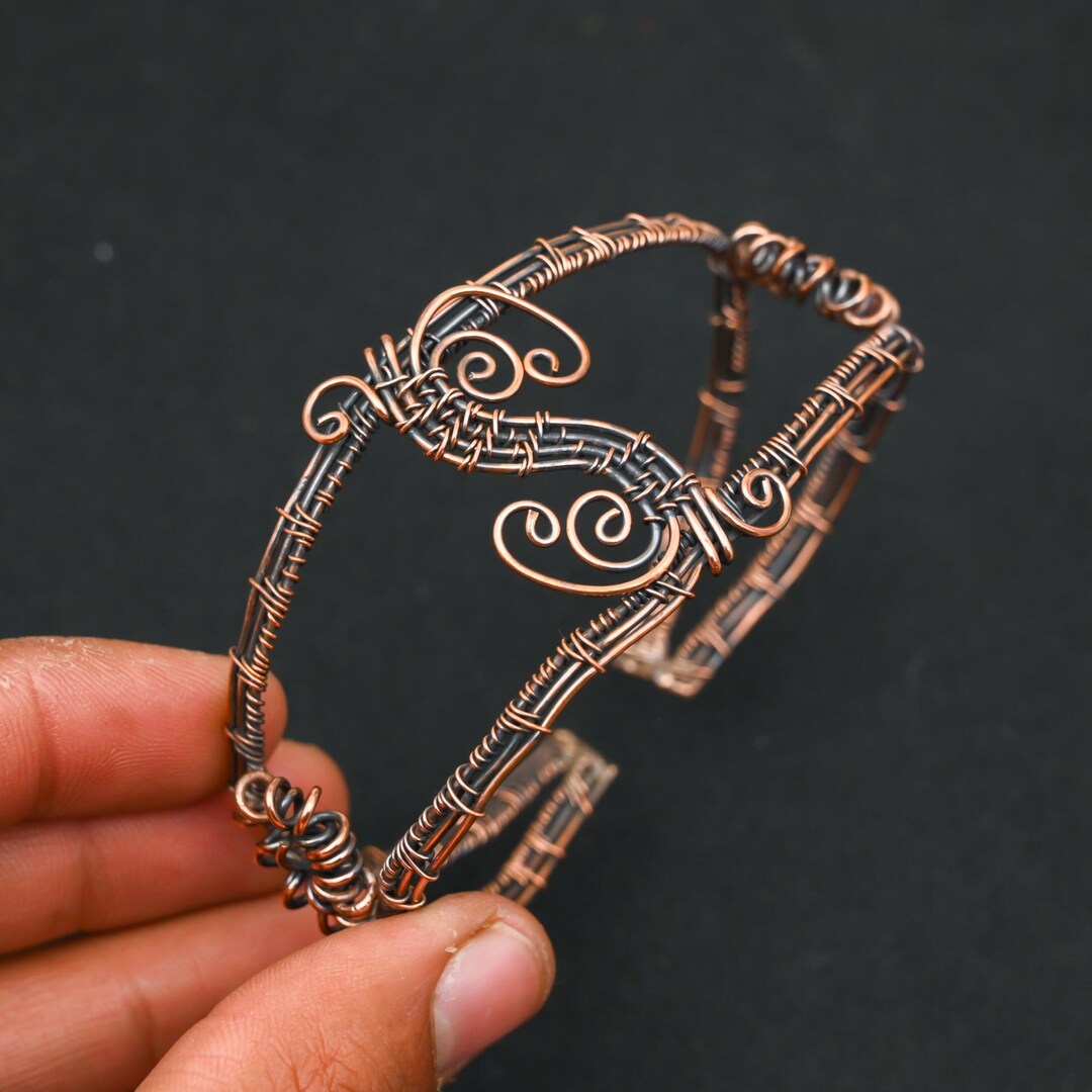 Copper Wire Wrap Cuff Bracelet Copper Wire Wrapped Adjustable Cuff S ...