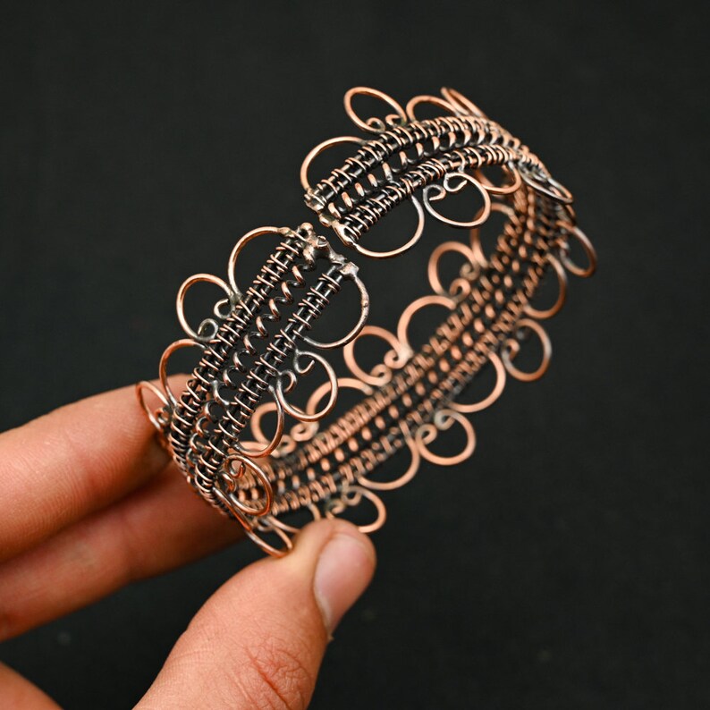 Copper Wire Wrap Cuff Bracelet Copper Wire Wrapped Adjustable Cuff ...