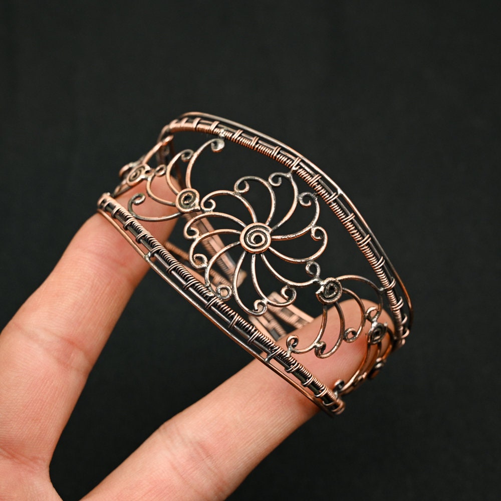 Copper Wire Wrap Cuff Bracelet Copper Wire Wrapped Adjustable Cuff ...