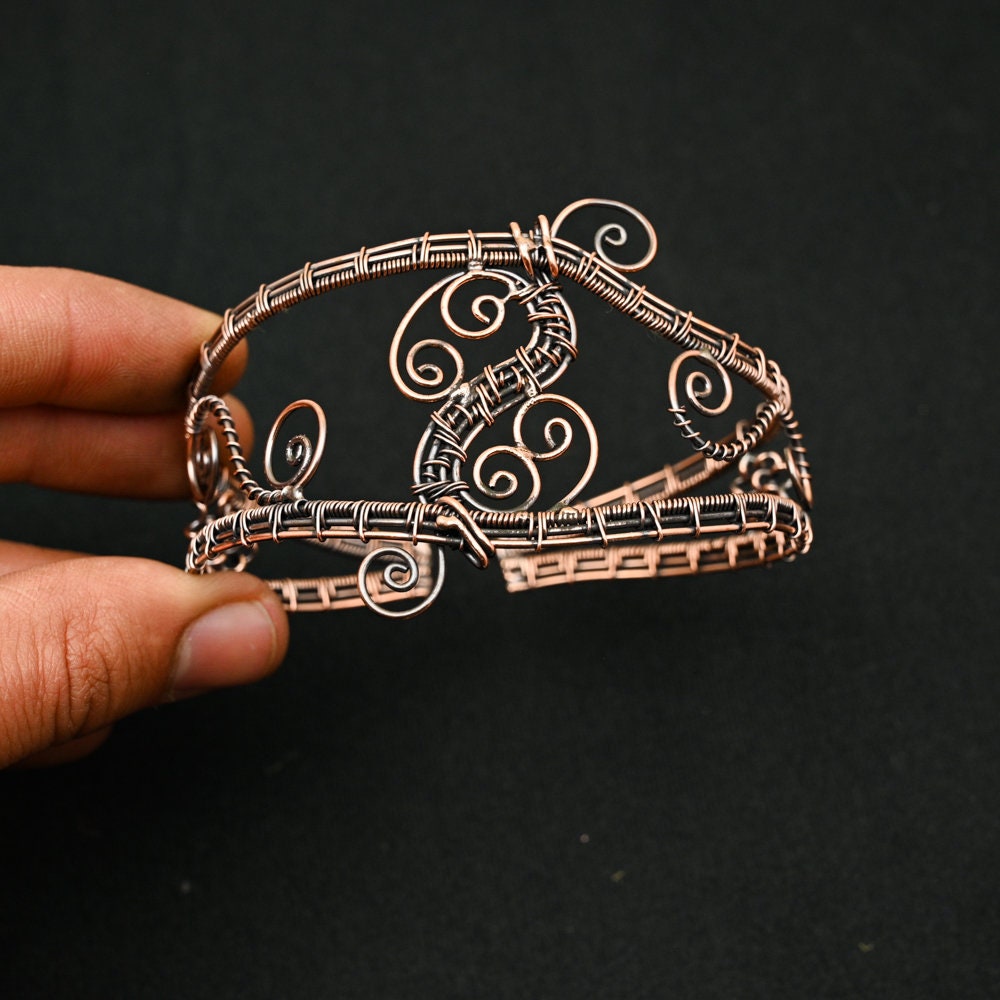 Copper Wire Wrap Cuff Bracelet Copper Wire Wrapped Adjustable Cuff ...