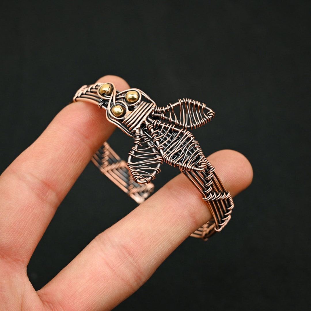 Insects Copper Wire Wrap Cuff Bracelet Copper Wire Wrapped Adjustable ...