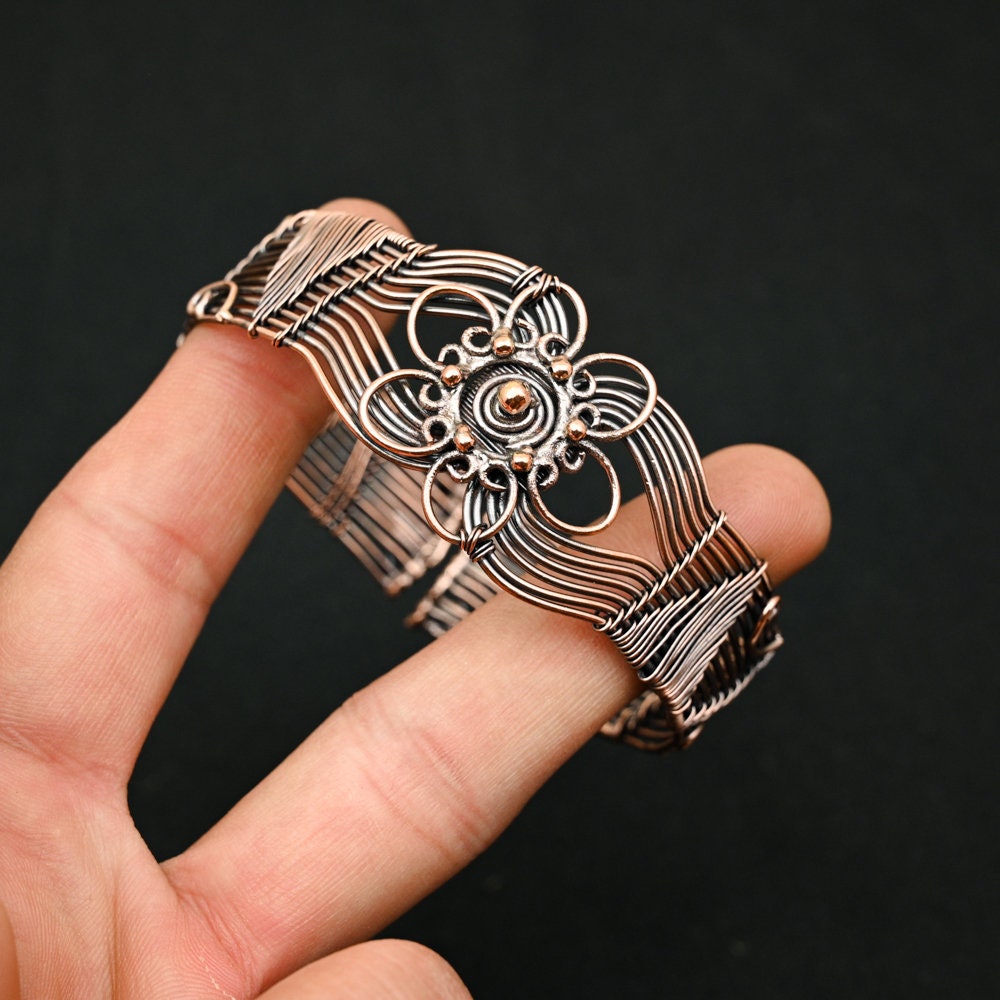 Copper Wire Wrap Cuff Bracelet Copper Wire Wrapped Adjustable Cuff ...