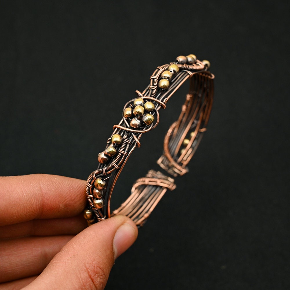 Copper Wire Wrap Cuff Bracelet Copper Wire Wrapped Adjustable Cuff ...