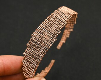 Copper Wire Wrap Cuff Bracelet Copper Wire Wrapped Adjustable Cuff Bangle Copper Wire Jewelry ...
