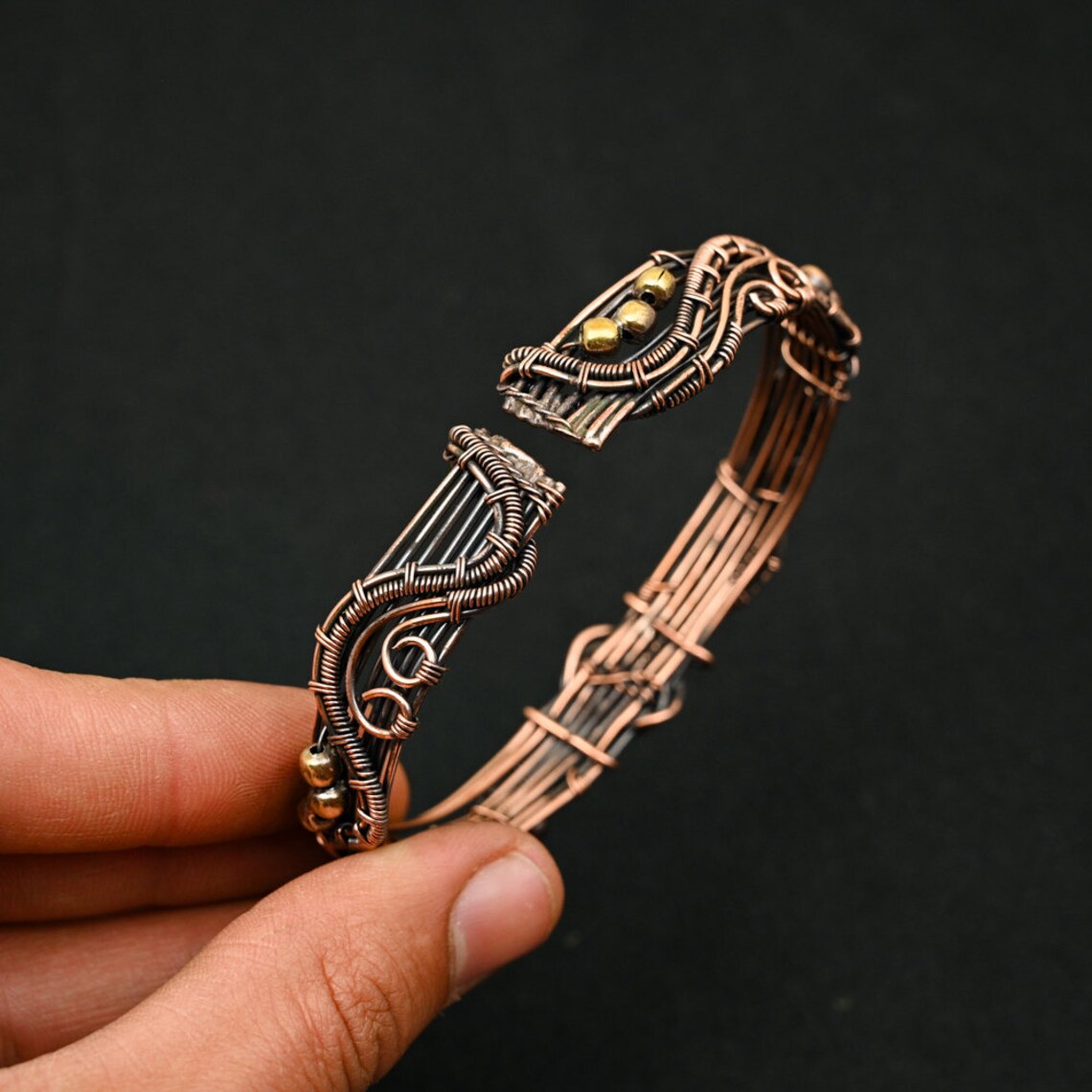 Copper Wire Wrap Cuff Bracelet Copper Wire Wrapped Adjustable Cuff ...