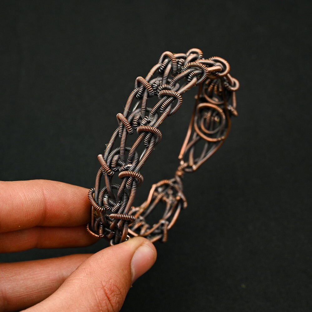 Copper Wire Wrap Cuff Bracelet Copper Wire Wrapped Adjustable Cuff Bangle Copper Wire Jewelry ...