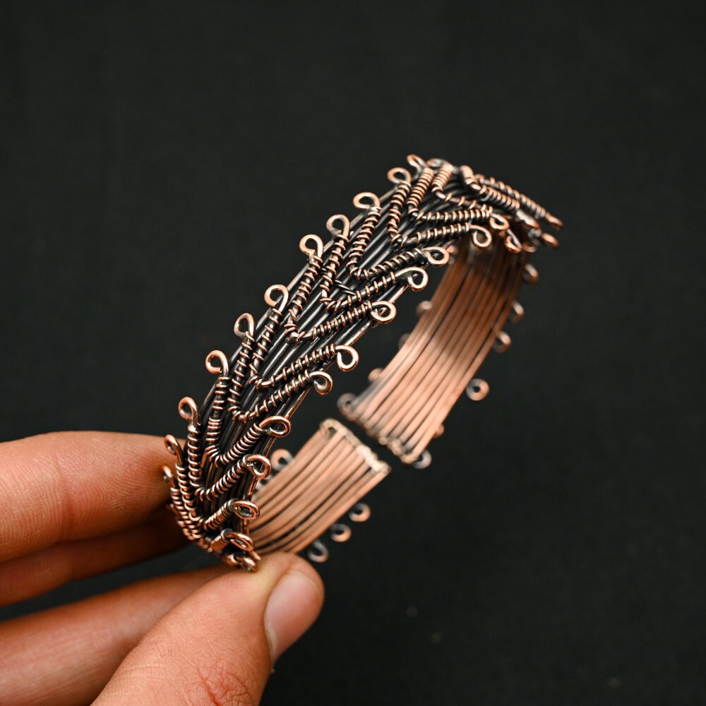 Copper Wire Wrap Cuff Bracelet Copper Wire Wrapped Adjustable Cuff ...