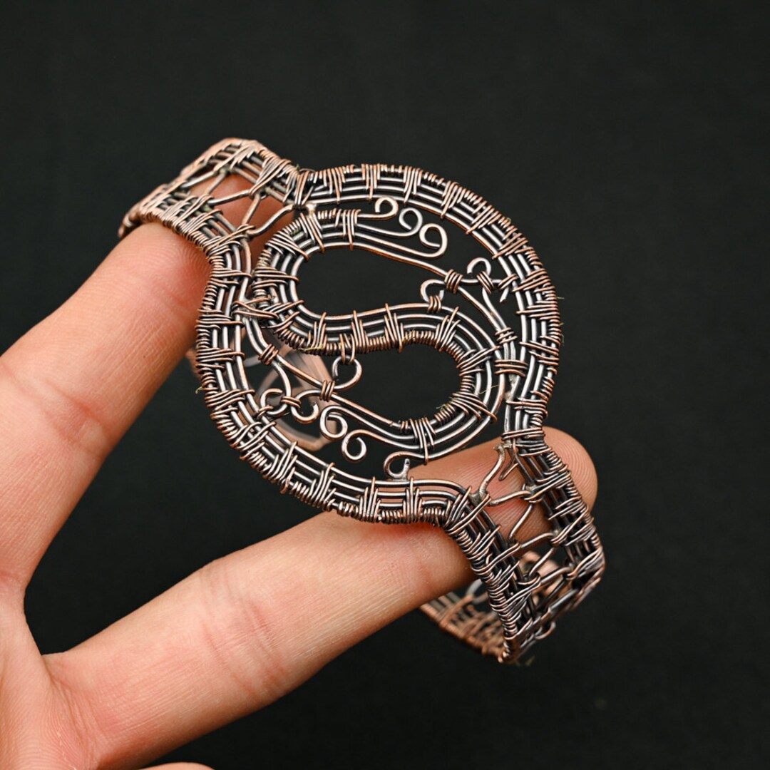 Copper Wire Wrap Cuff Bracelet Copper Wire Wrapped Adjustable Cuff ...
