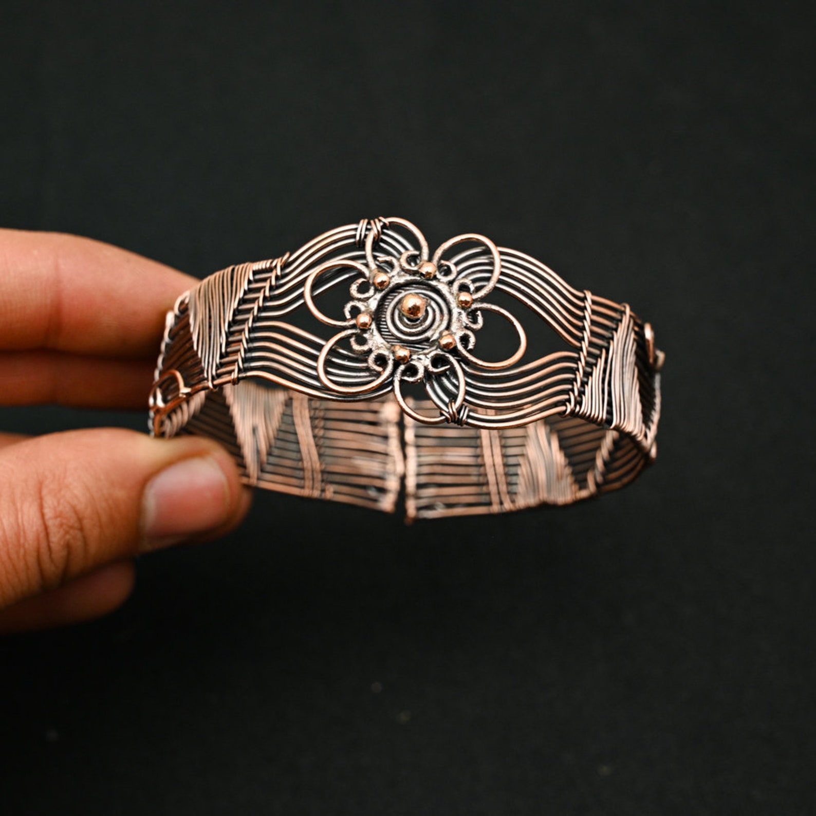 Copper Wire Wrap Cuff Bracelet Copper Wire Wrapped Adjustable Cuff ...