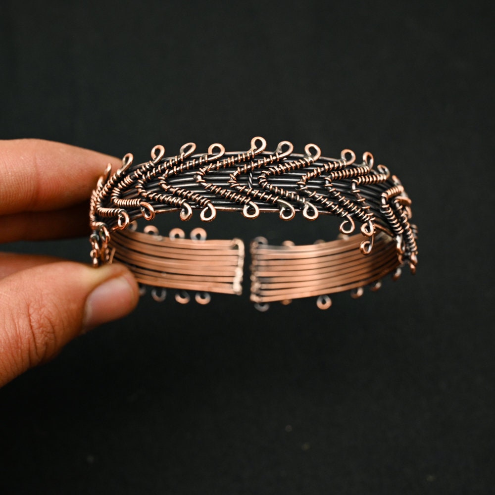 Copper Wire Wrap Cuff Bracelet Copper Wire Wrapped Adjustable Cuff ...