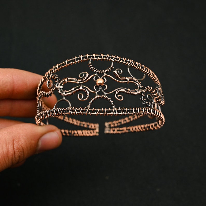 Copper Wire Wrap Cuff Bracelet Copper Wire Wrapped Adjustable Cuff ...