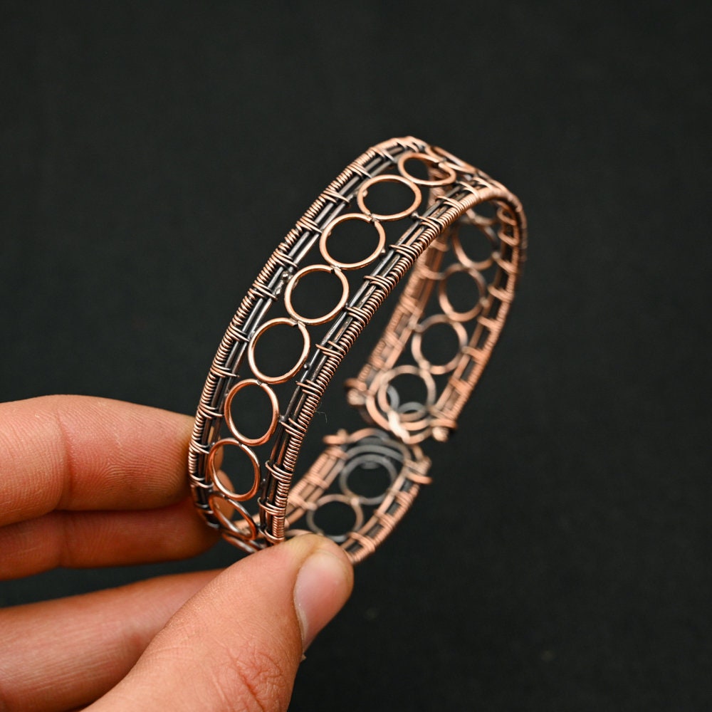 Copper Wire Wrap Cuff Bracelet Copper Wire Wrapped Adjustable Cuff ...