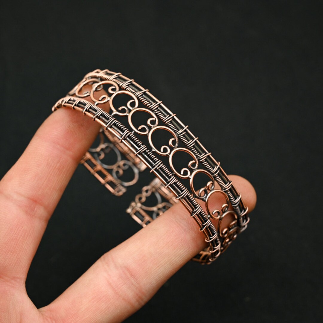 Copper Wire Wrap Cuff Bracelet Copper Wire Wrapped Adjustable Cuff ...