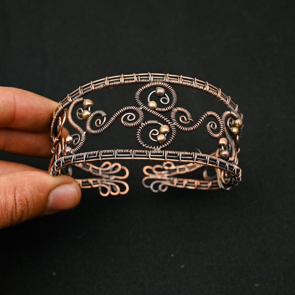 Copper Wire Wrap Cuff Bracelet Copper Wire Wrapped Adjustable Cuff ...