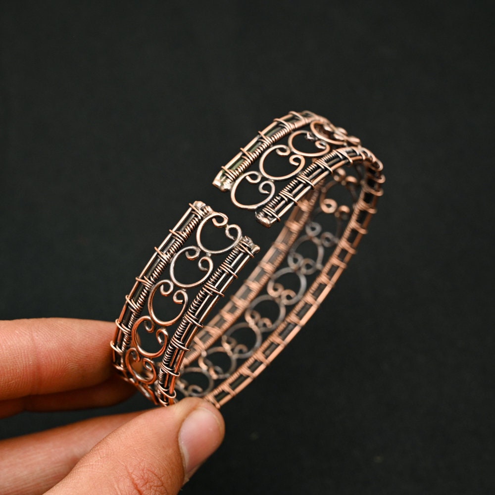 Copper Wire Wrap Cuff Bracelet Copper Wire Wrapped Adjustable Cuff ...