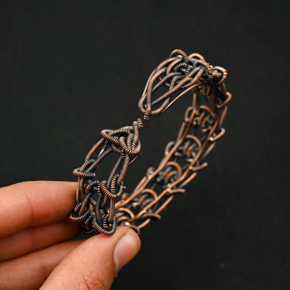 Copper Wire Wrap Cuff Bracelet Copper Wire Wrapped Adjustable Cuff Bangle Copper Wire Jewelry ...