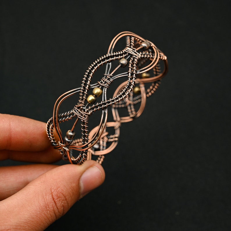 Copper Wire Wrap Cuff Bracelet Copper Wire Wrapped Adjustable Cuff Bangle Copper Wire Jewelry ...
