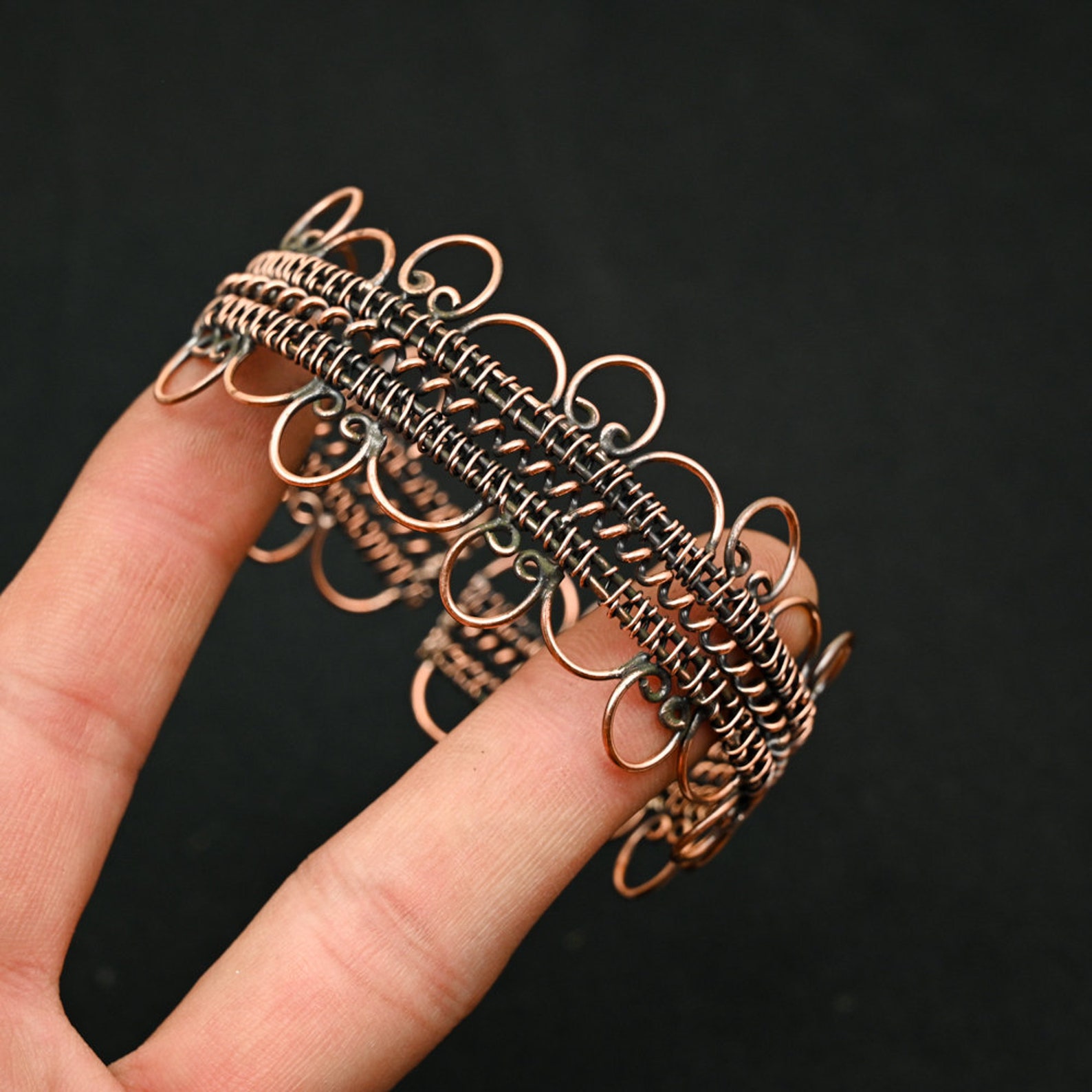 Copper Wire Wrap Cuff Bracelet Copper Wire Wrapped Adjustable Cuff ...