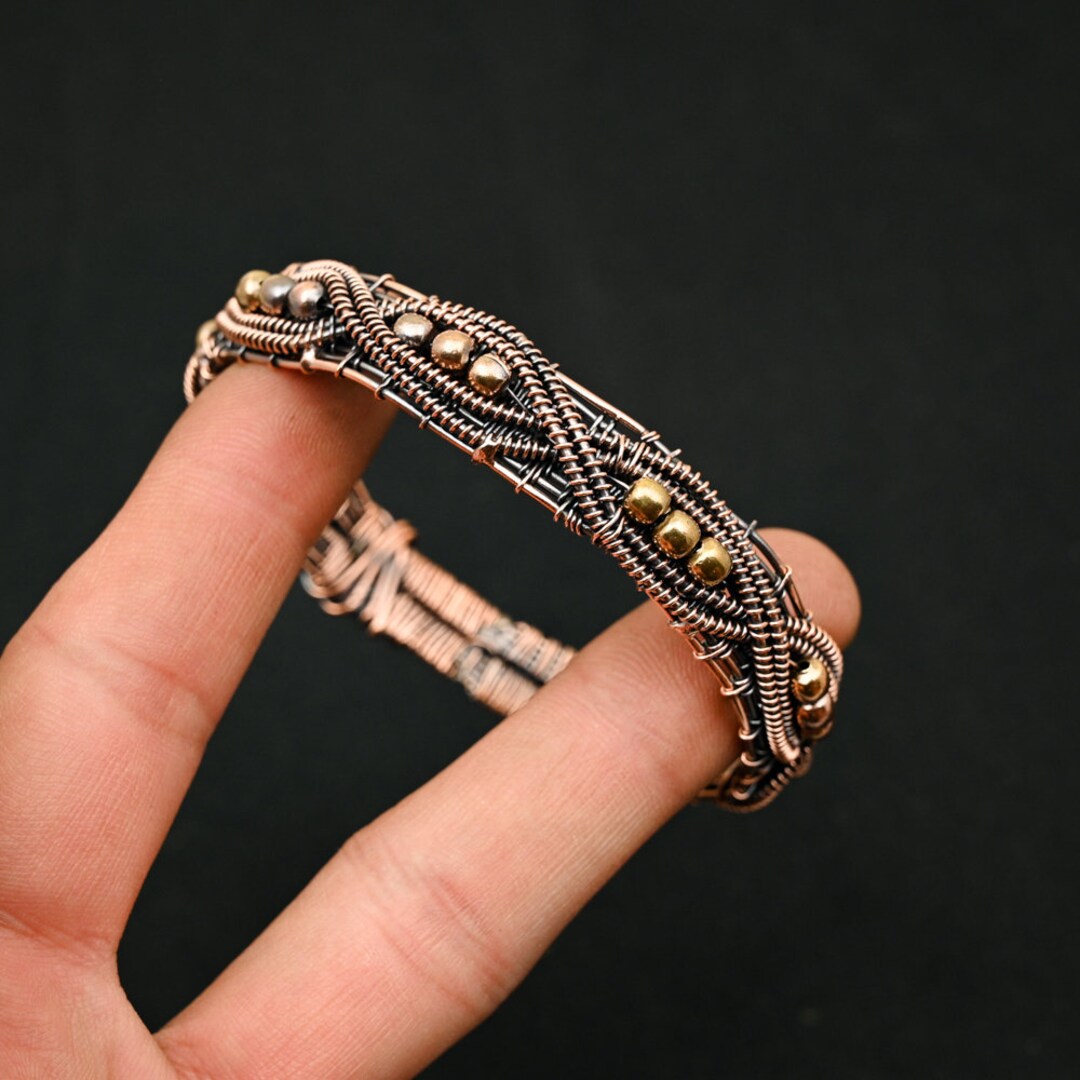 Copper Wire Wrap Cuff Bracelet Copper Wire Wrapped Adjustable Cuff ...