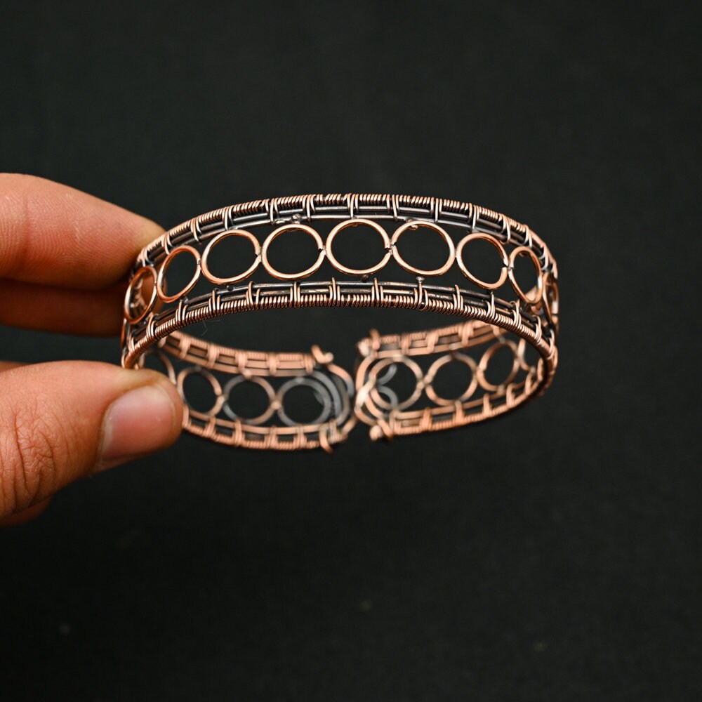 Copper Wire Wrap Cuff Bracelet Copper Wire Wrapped Adjustable Cuff ...