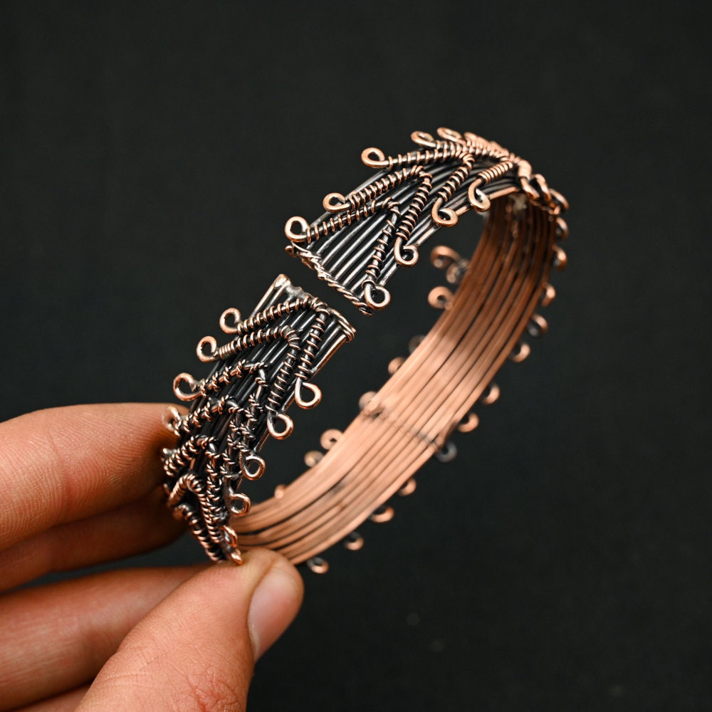 Copper Wire Wrap Cuff Bracelet Copper Wire Wrapped Adjustable Cuff ...
