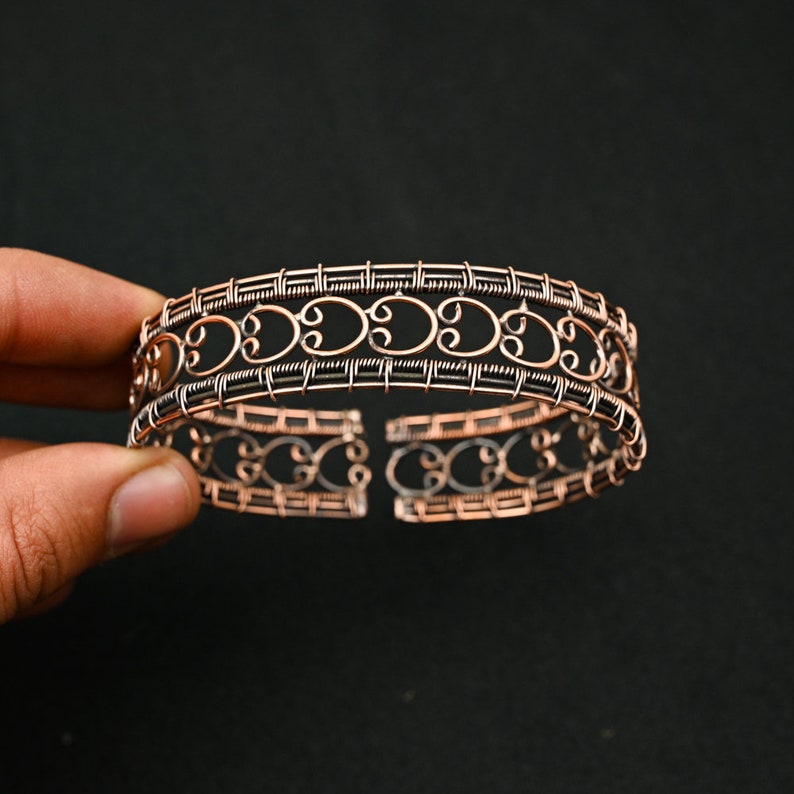 Copper Wire Wrap Cuff Bracelet Copper Wire Wrapped Adjustable Cuff Bangle Copper Wire Jewelry ...